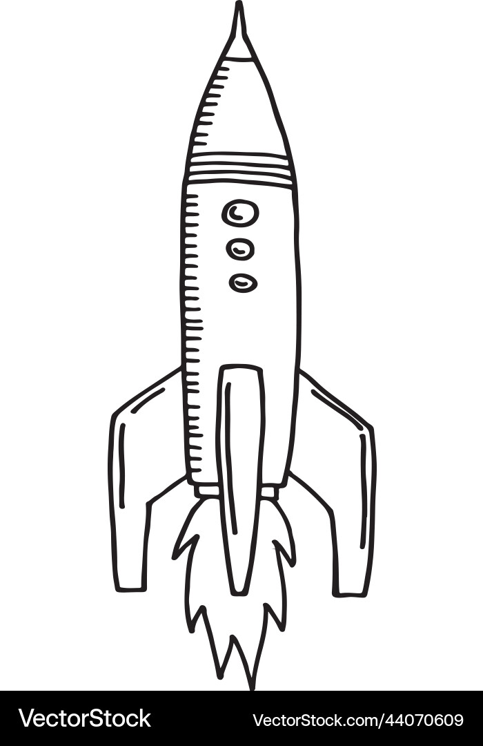 Rocket sketch hand drawn spacecraft shuttle Vector Image
