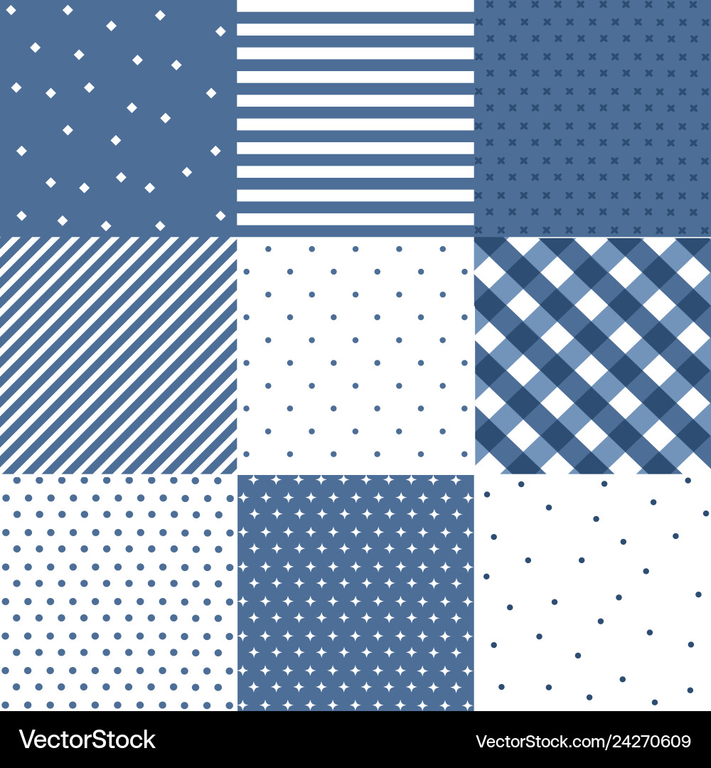 Set blue cute seamless patterns Royalty Free Vector Image