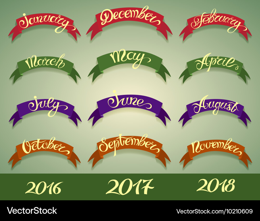 Set labels with hand-drawn lettering on green Vector Image