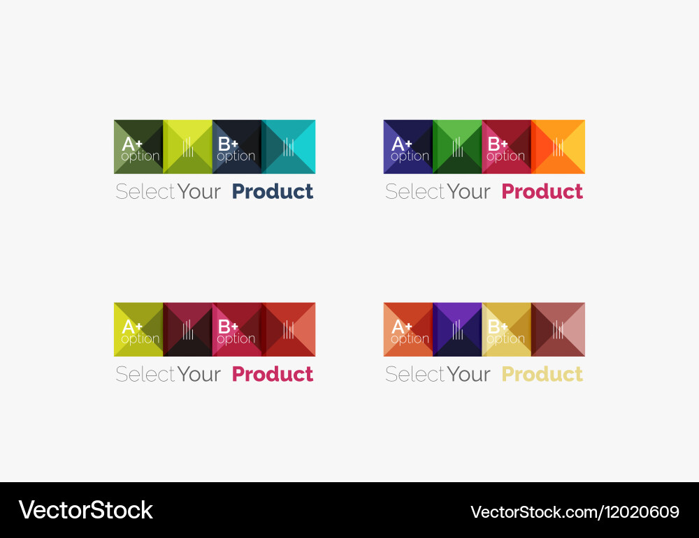 Set of abstract square interface menu navigation Vector Image