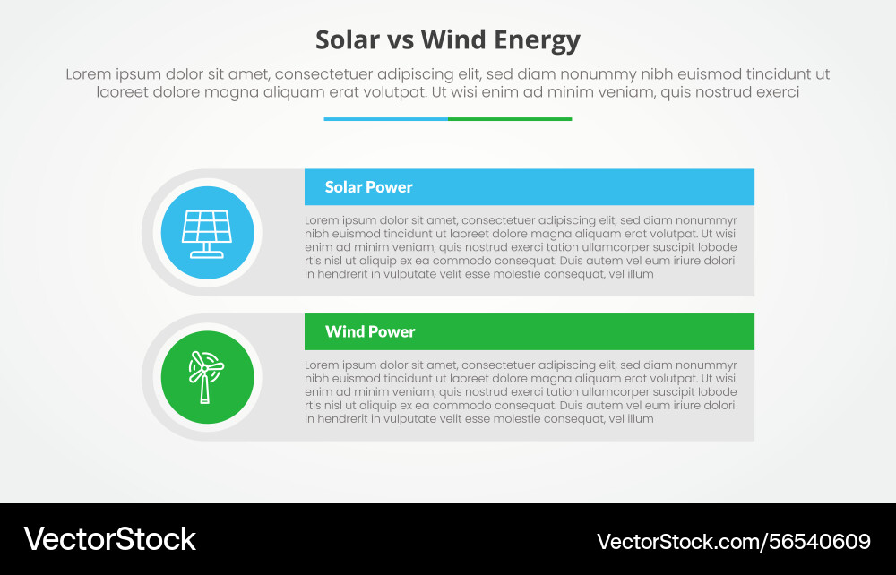 Solar panel vs wind energy power comparison Vector Image