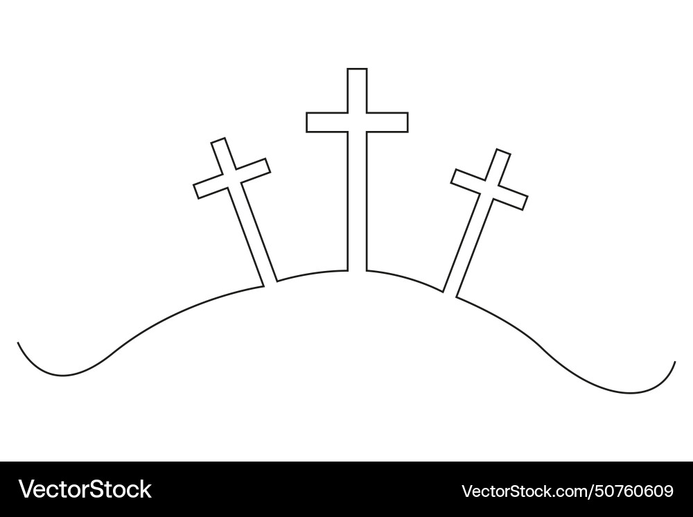 Three crosses on hill silhouette religious symbol Vector Image