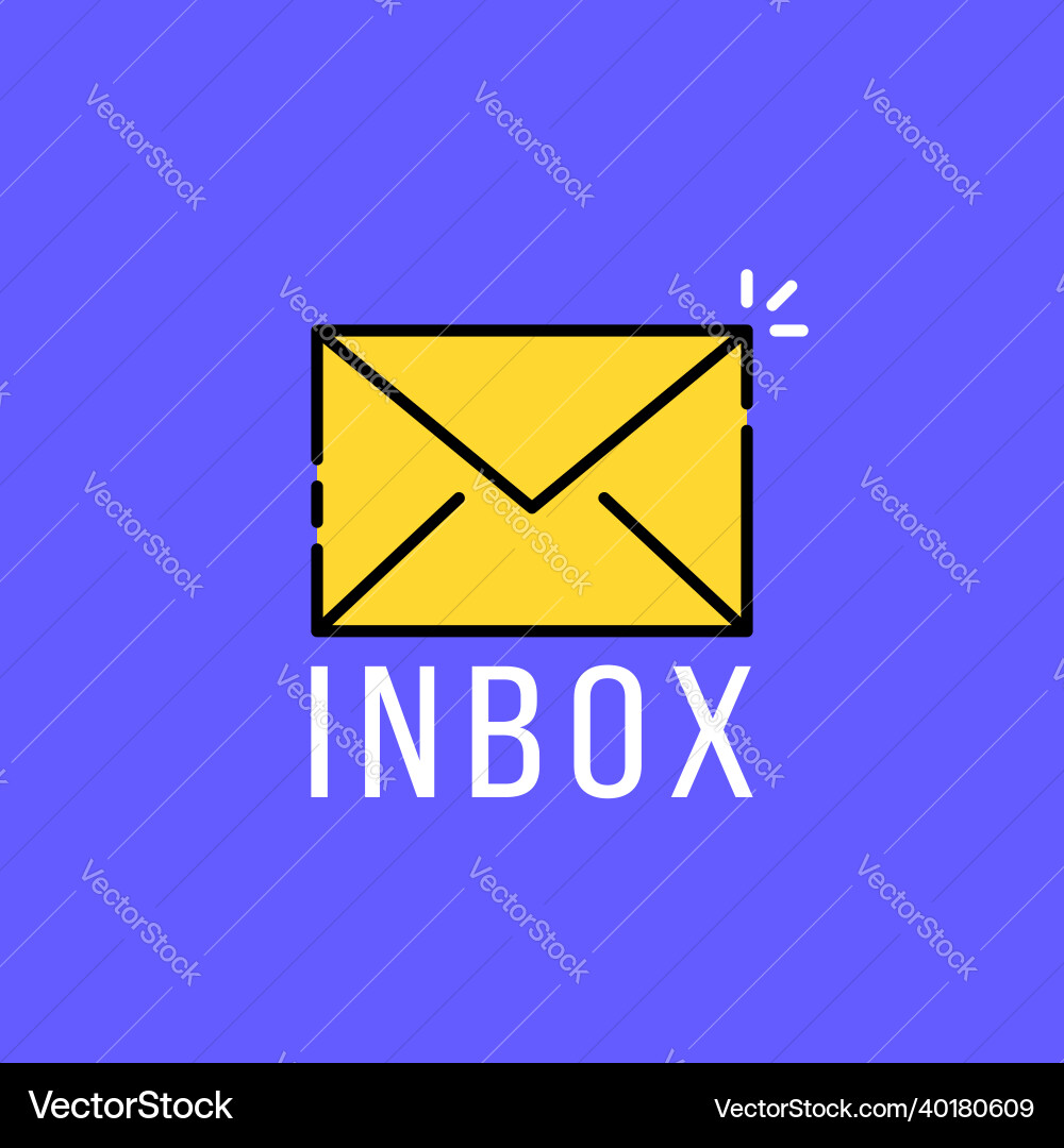 Yellow cartoon inbox like notification Royalty Free Vector