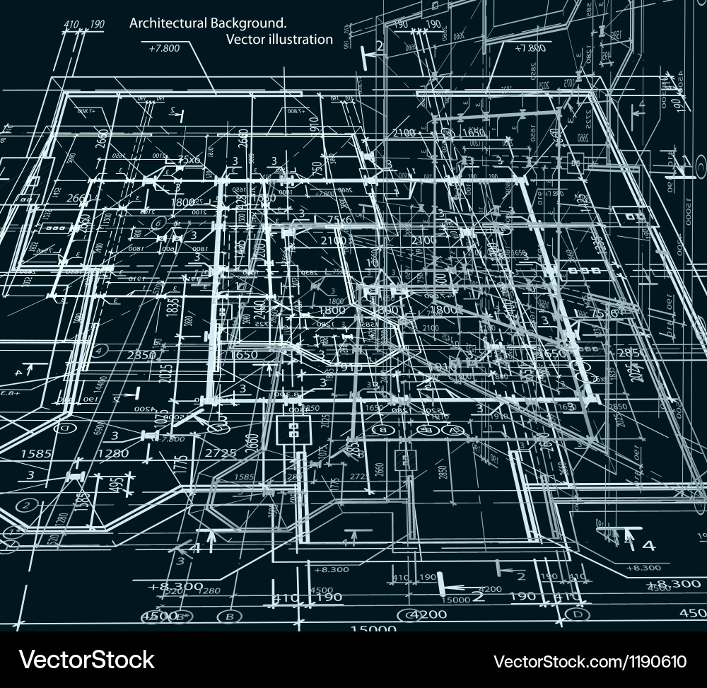 Blueprint abstract dark background Royalty Free Vector Image