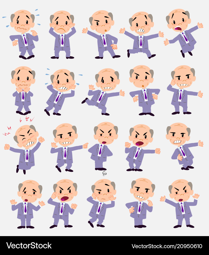 Cartoon character old businessman set Royalty Free Vector