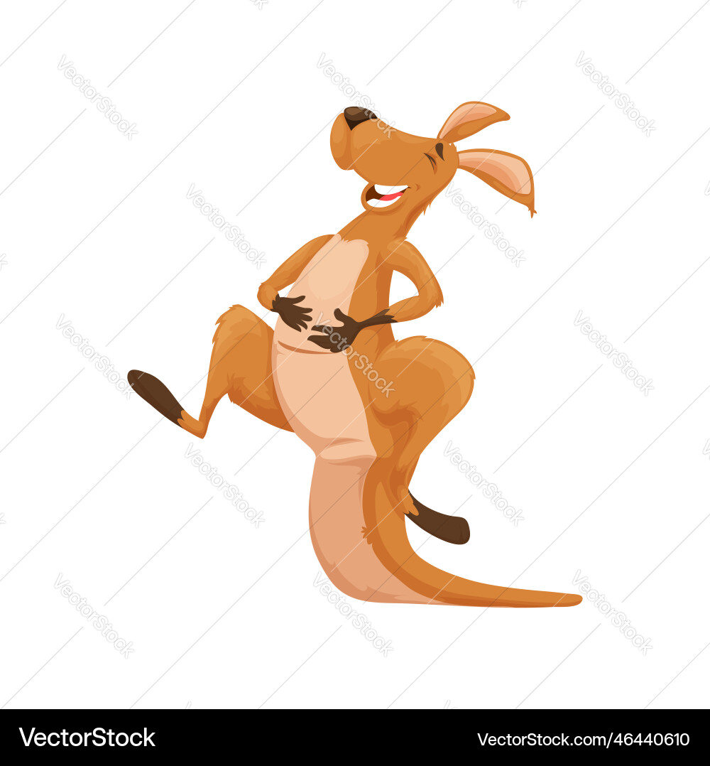 Cartoon kangaroo character laughing happy wallaby Vector Image