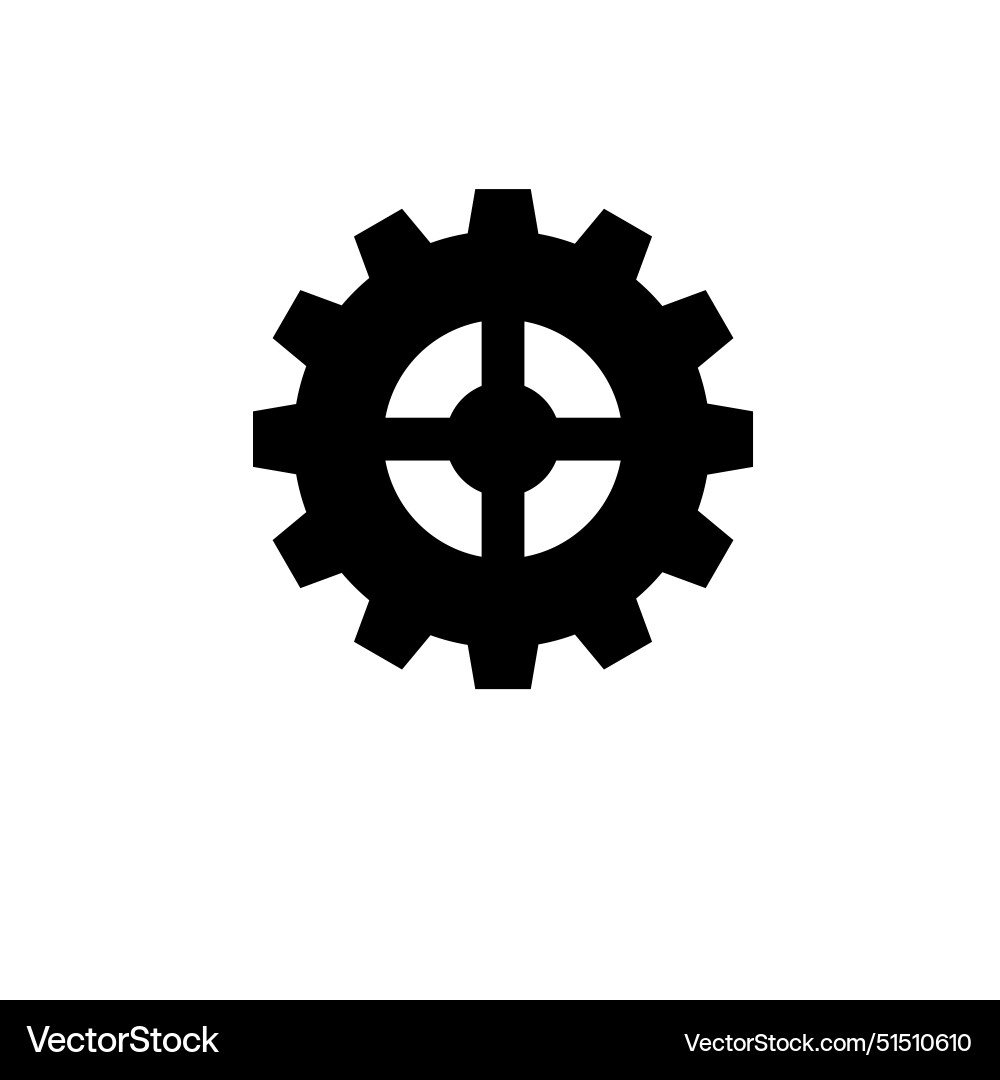 Cog settings gear solid flat icon isolated Vector Image