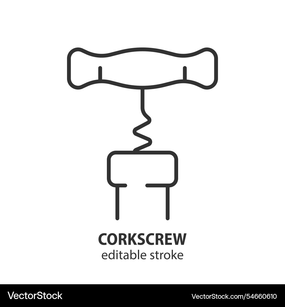 Corkscrew in a bottle line icon wine opener Vector Image
