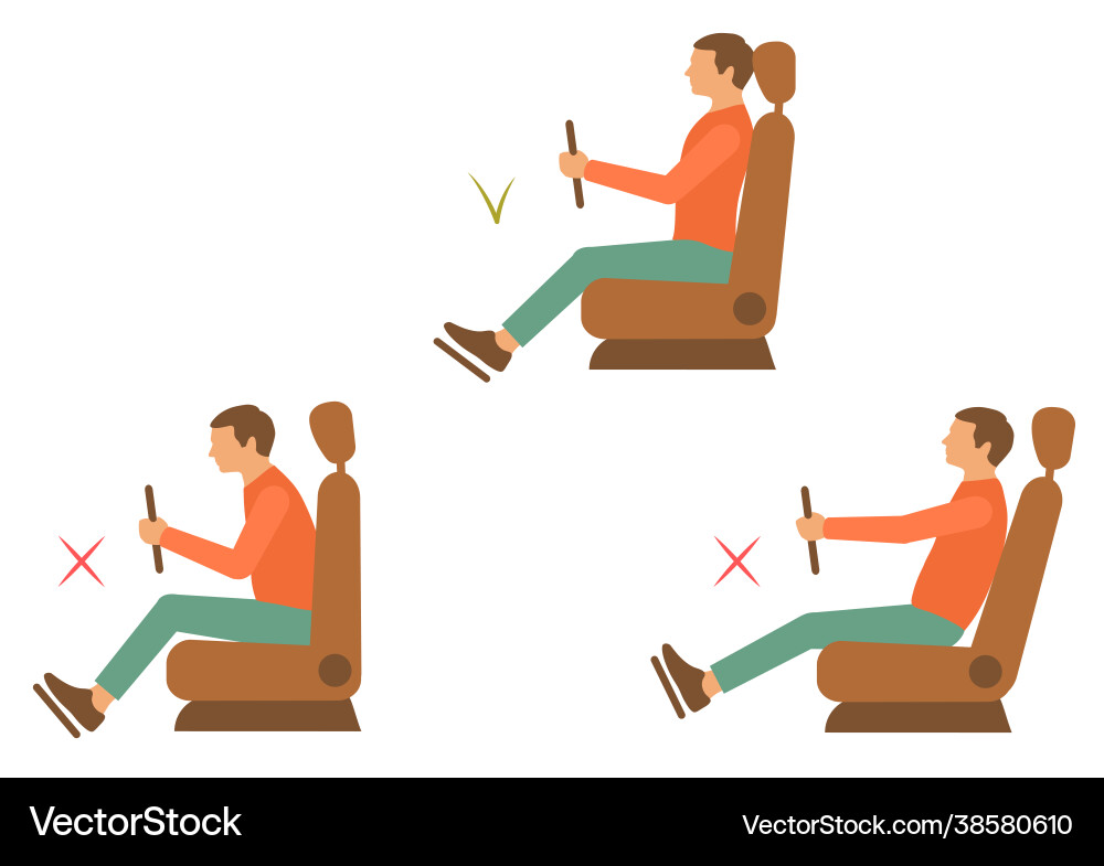 Correct sitting position in car Royalty Free Vector Image