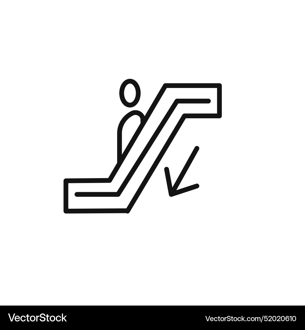 Escalator down icon outline collection in black Vector Image