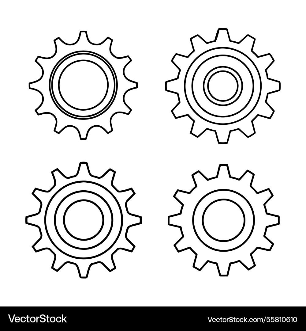Gear line art bundle Royalty Free Vector Image