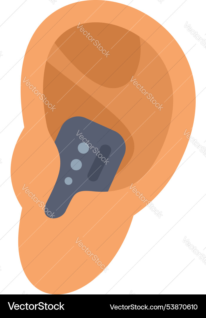 Human ear wearing modern hearing aid device Vector Image