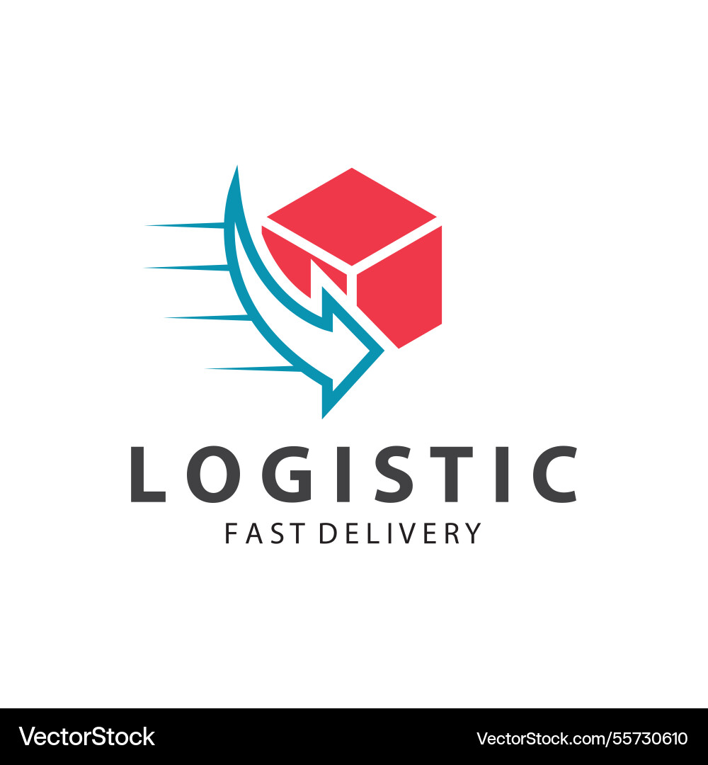 Logistic box logo delivery fast Royalty Free Vector Image