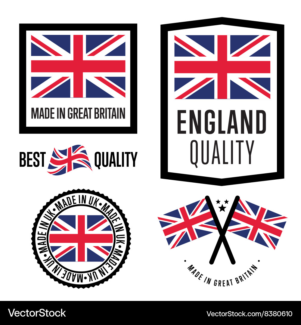 Made in great britain label set national flag Vector Image