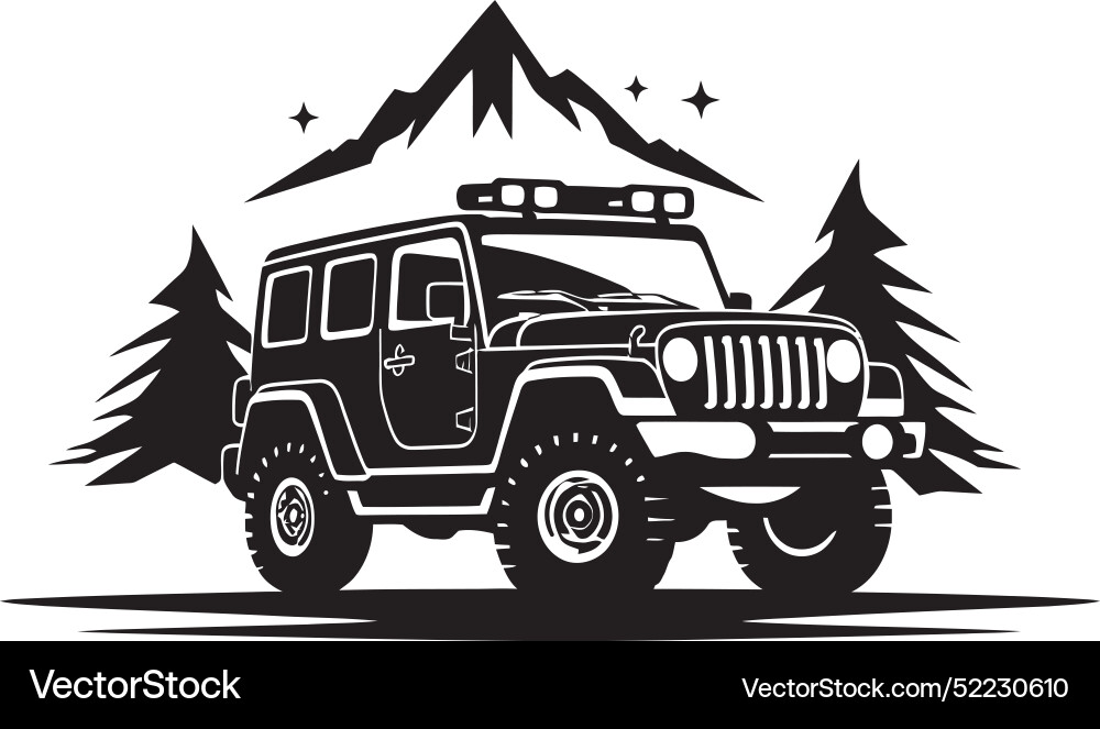 Military jeep art power unleashed graphics fo Vector Image