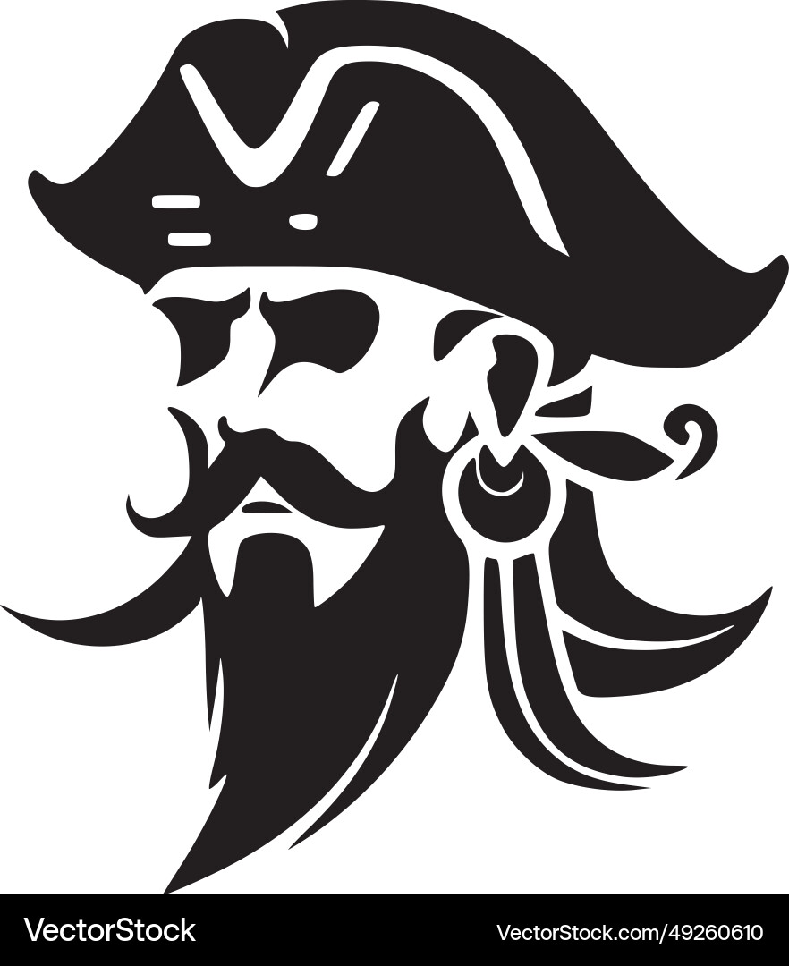 Pirate - black and white Royalty Free Vector Image
