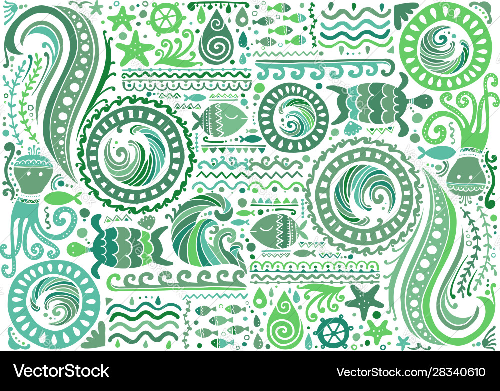 Polynesischer Stil Marine Hintergrundtribal Vektorbild