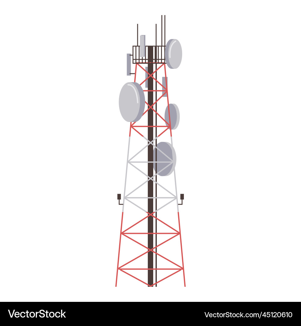 Radio tower with antenna broadcasting equipment Vector Image