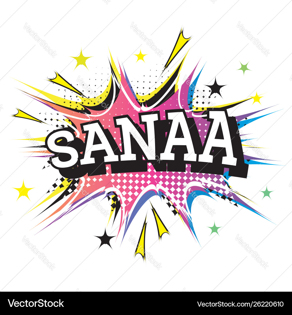 Sanaa comic text in pop art style Royalty Free Vector Image
