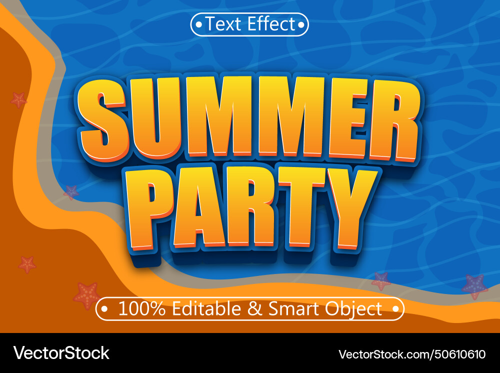 Summer party editable 3 dimension emboss modern Vector Image