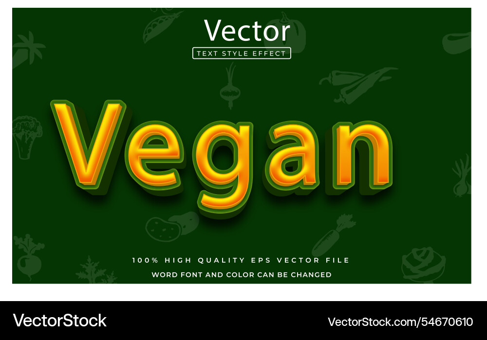 Vegan editable text effect Royalty Free Vector Image