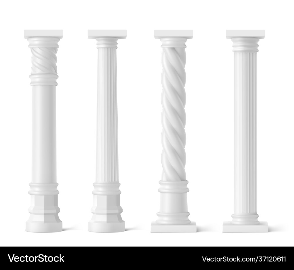 Antique columns set isolated on white background Vector Image