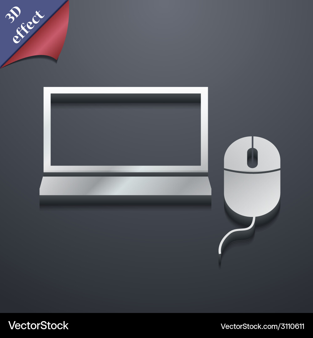 Computer Widescreen Monitor Maus Symbol 3d Vektorbild