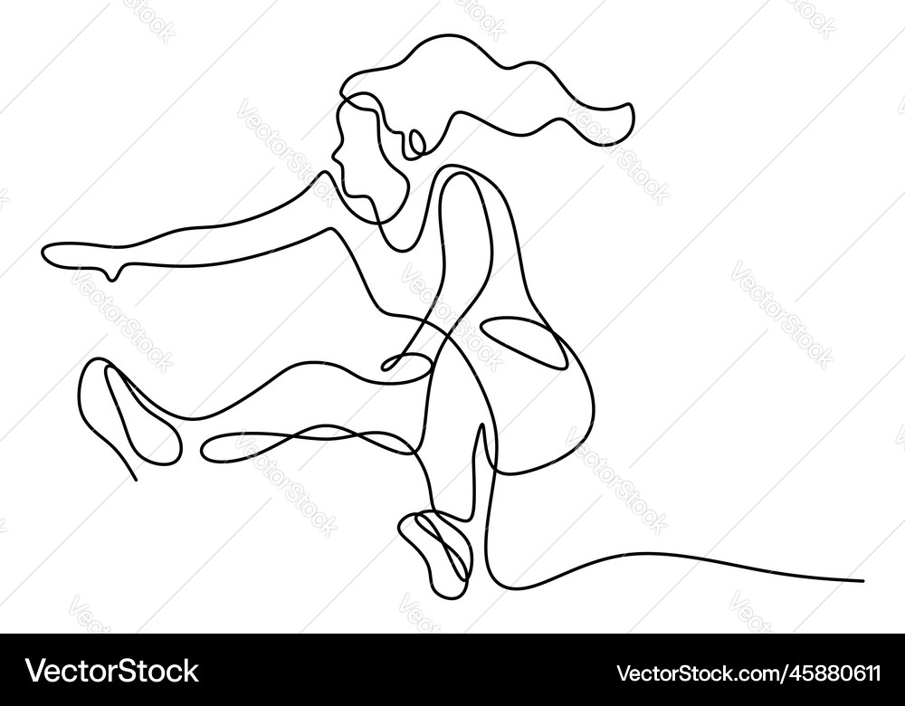 Continuous line drawing of athlete long jump Vector Image