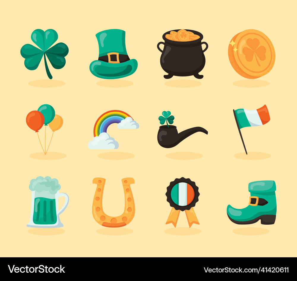 Icons collection st patricks day Royalty Free Vector Image