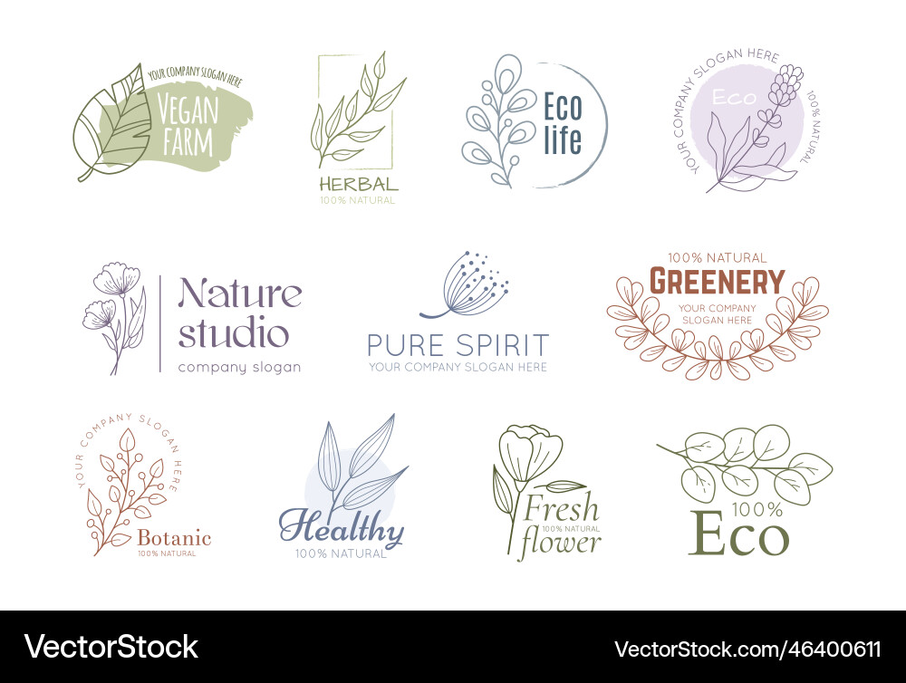 Natural cooking ecology kitchen logo hand drawn Vector Image
