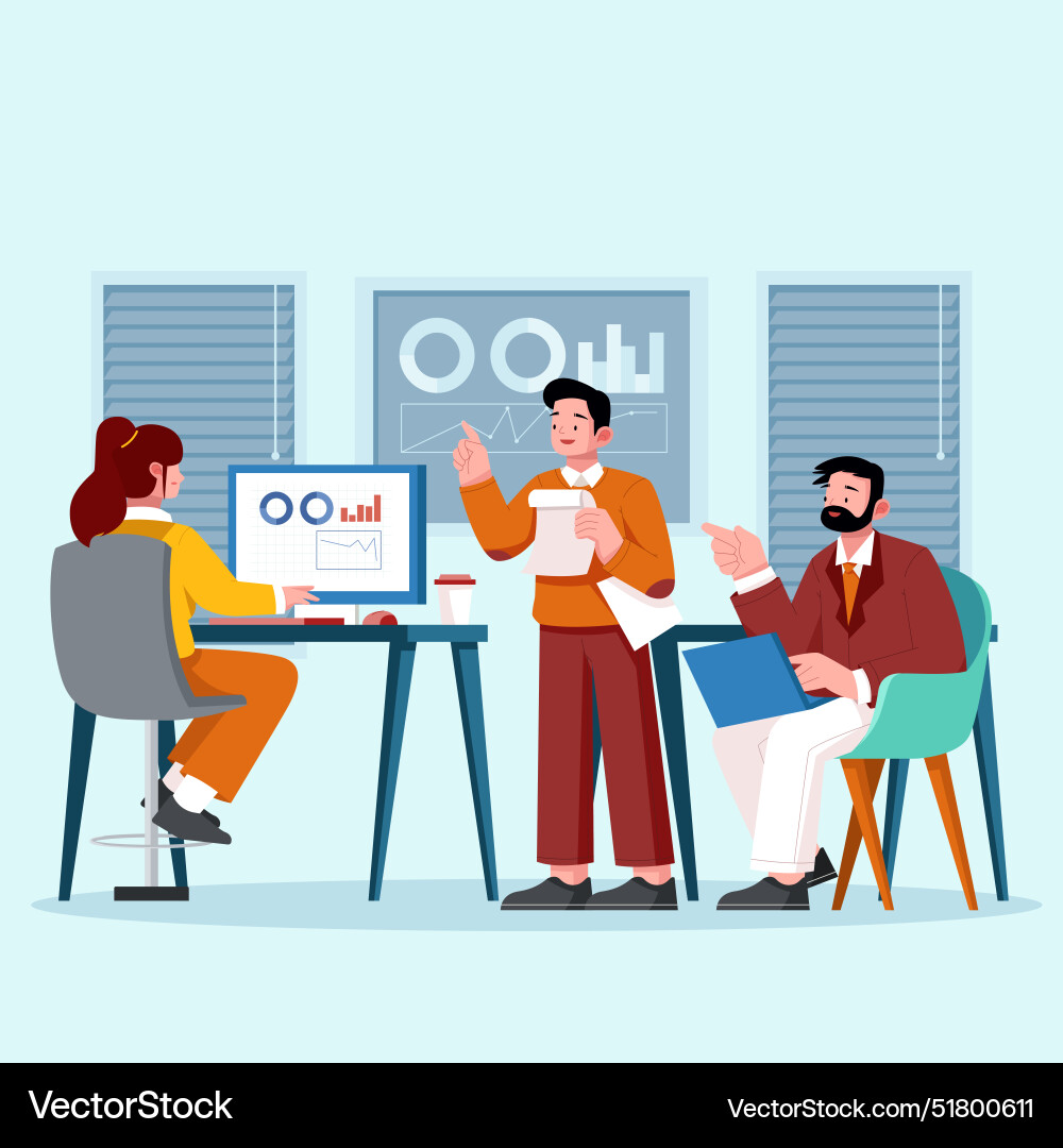 People in an office meeting sharing ideas Vector Image