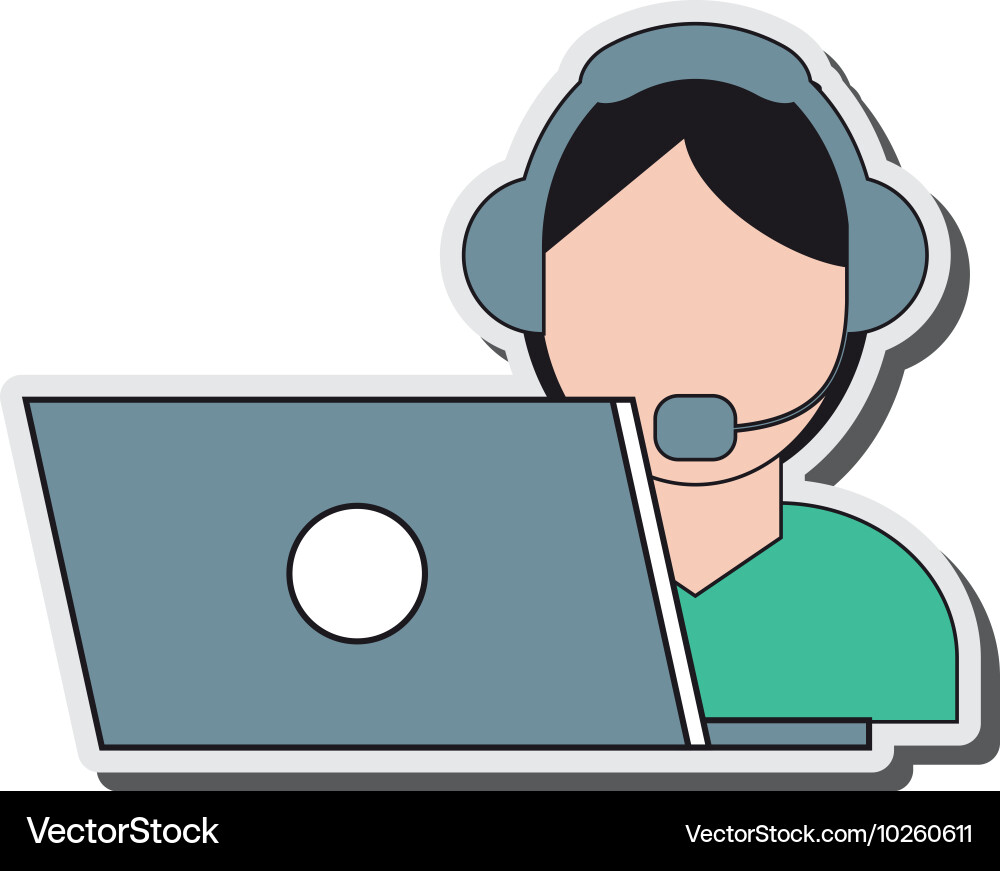 Person with headset icon Royalty Free Vector Image