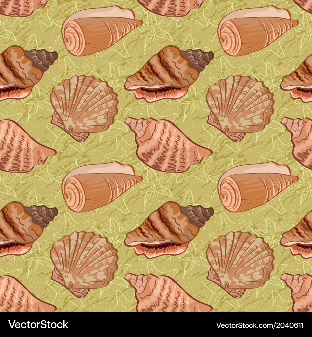 Seamless background seashells Royalty Free Vector Image