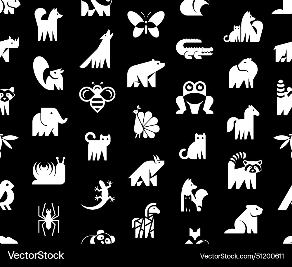 Seamless pattern with animals logos Royalty Free Vector