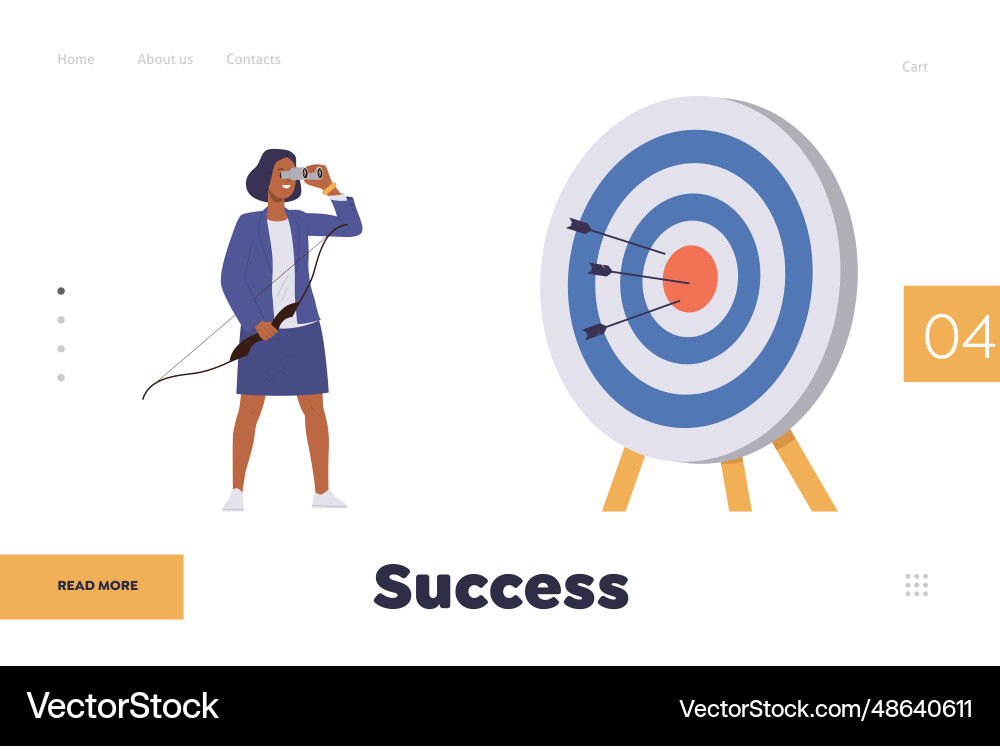 Target to success landing page design template Vector Image Target to success landing page design template Vector Image