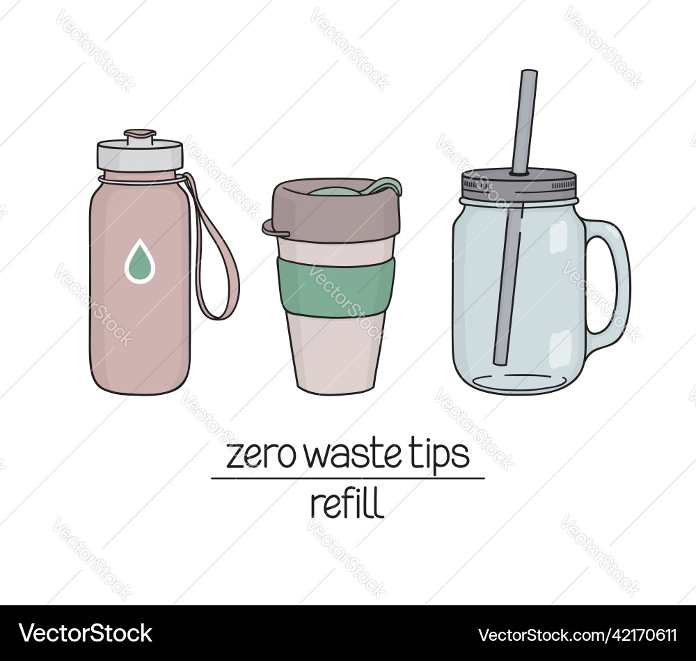 Zero waste tips refill Royalty Free Vector Image