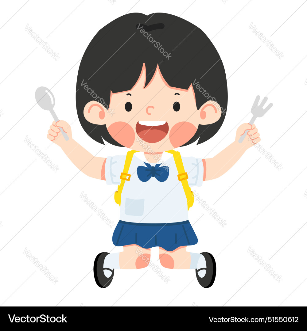 A hungry child holding fork and spoon Royalty Free Vector