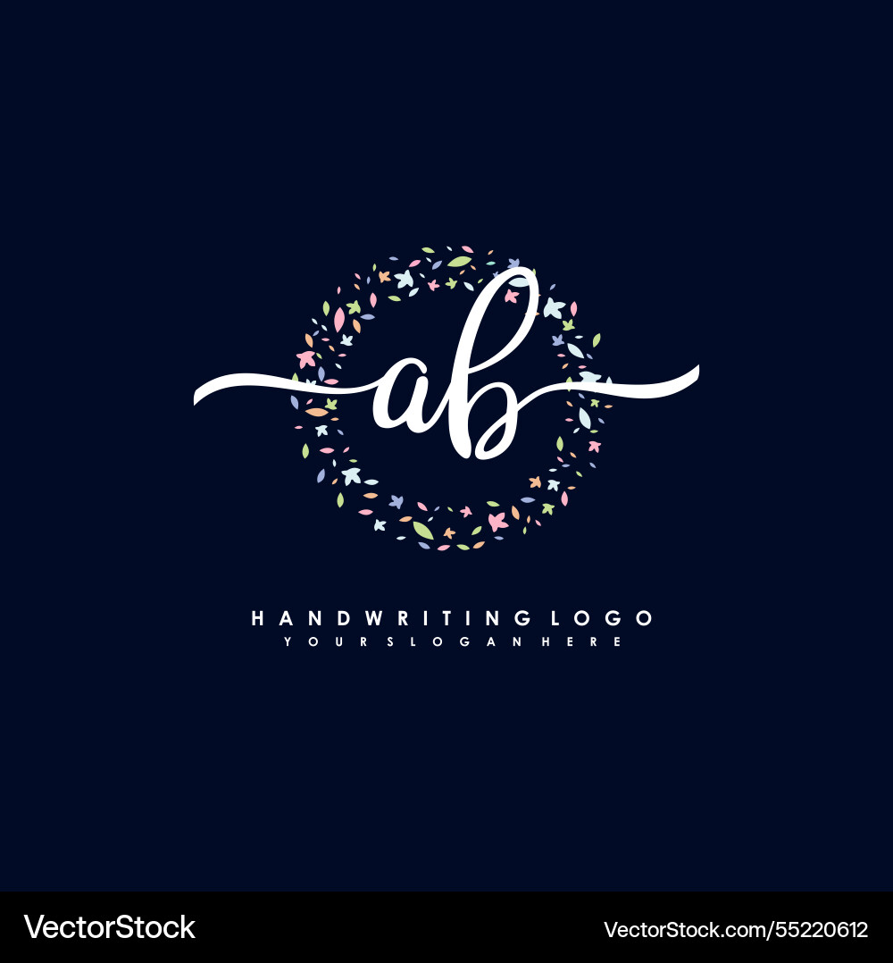 Ab initial handwriting logo Royalty Free Vector Image