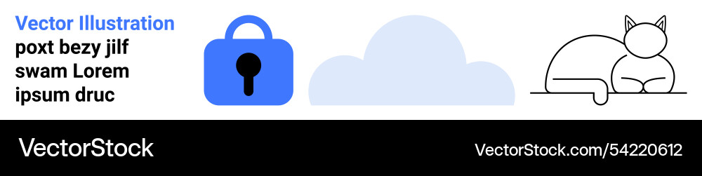 Blue lock with keyhole cloud shape Royalty Free Vector Image