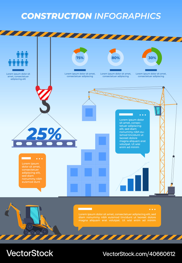 Construction machinery infographic poster place Vector Image