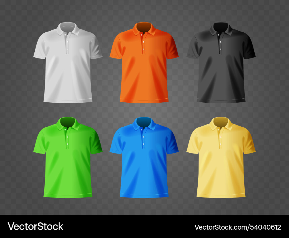 Realistic 3d vibrant polo shirts Royalty Free Vector Image