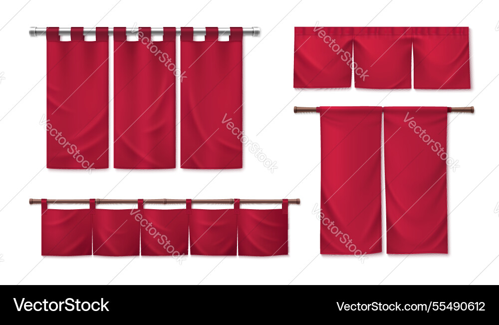 Red japanese banners set isolated on white Vector Image