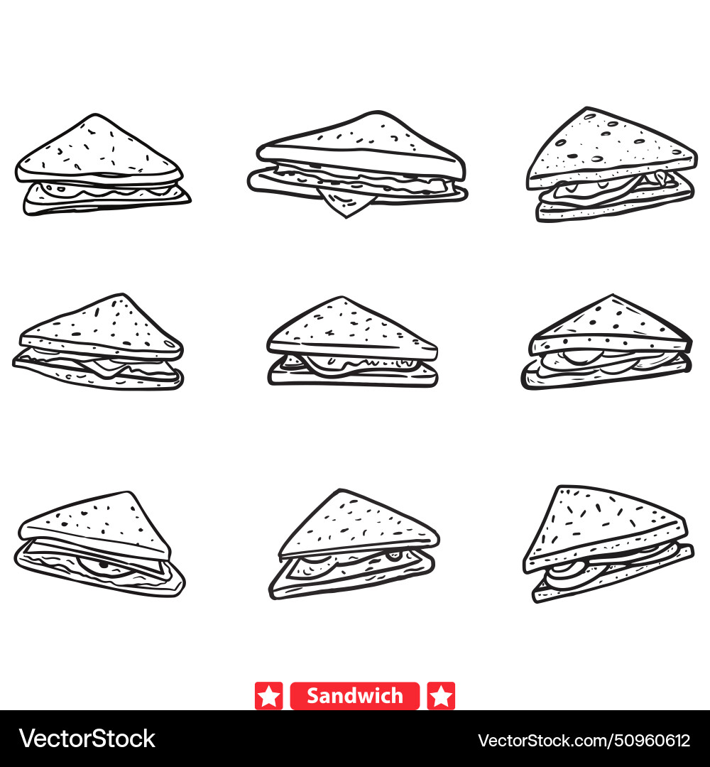 Satisfying sandwich silhouettes add flavor Vector Image