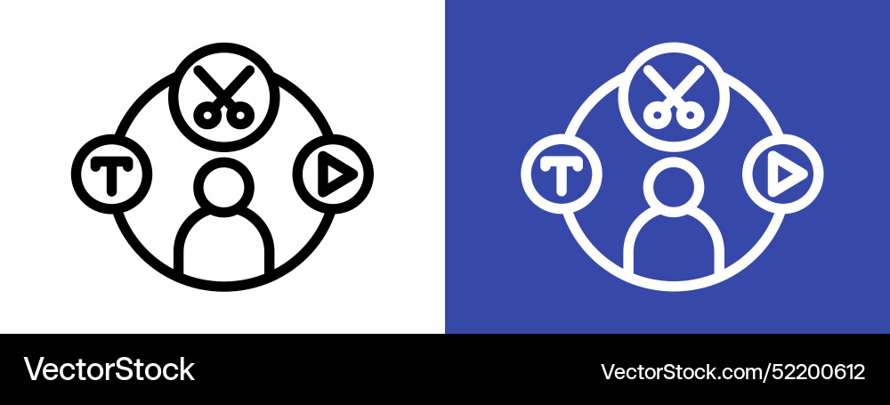 Video editor icon logo sign set outline Royalty Free Vector