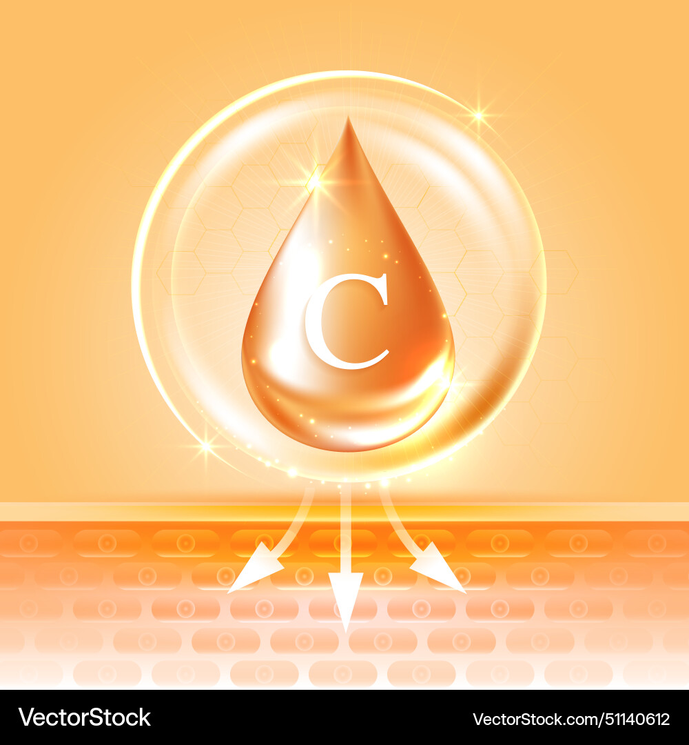 Vitamin c and orange fruit drop vitamin c and Vector Image