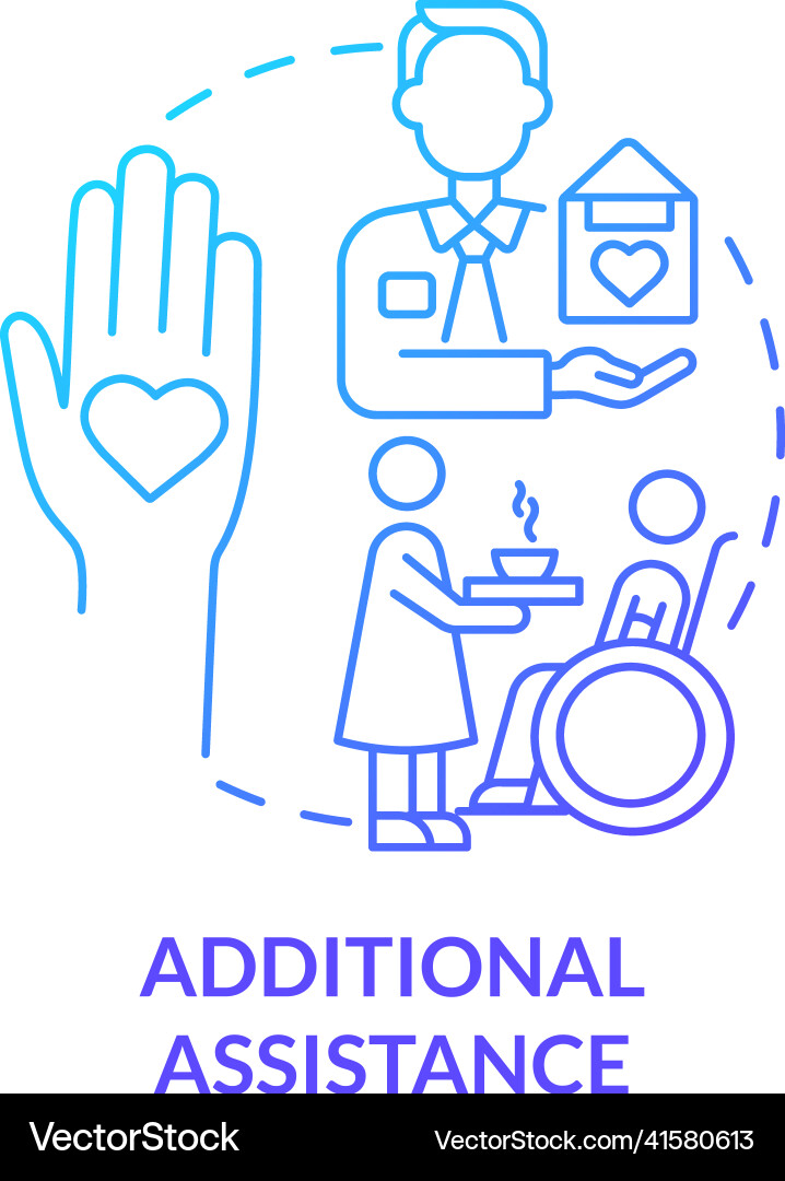 Additional assistance blue gradient concept icon Vector Image