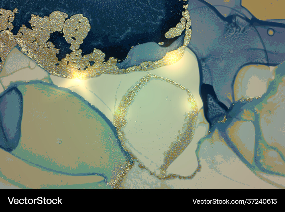 Bright blue turquoise and gold shining abstract Vector Image