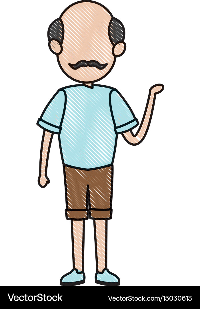 Cute dad bald and mustache with short pants Vector Image