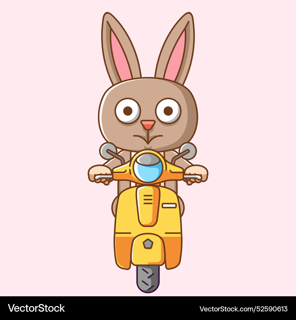 Cute rabbit riding scooter animal kawaii chibi Vector Image