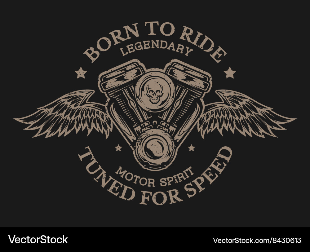 Engine and wings in vintage style Royalty Free Vector Image